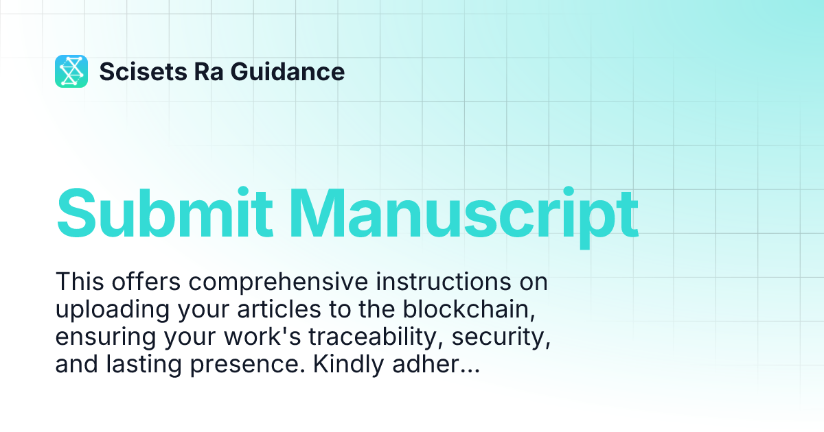 Submit Manuscript | Scisets Ra Guidance